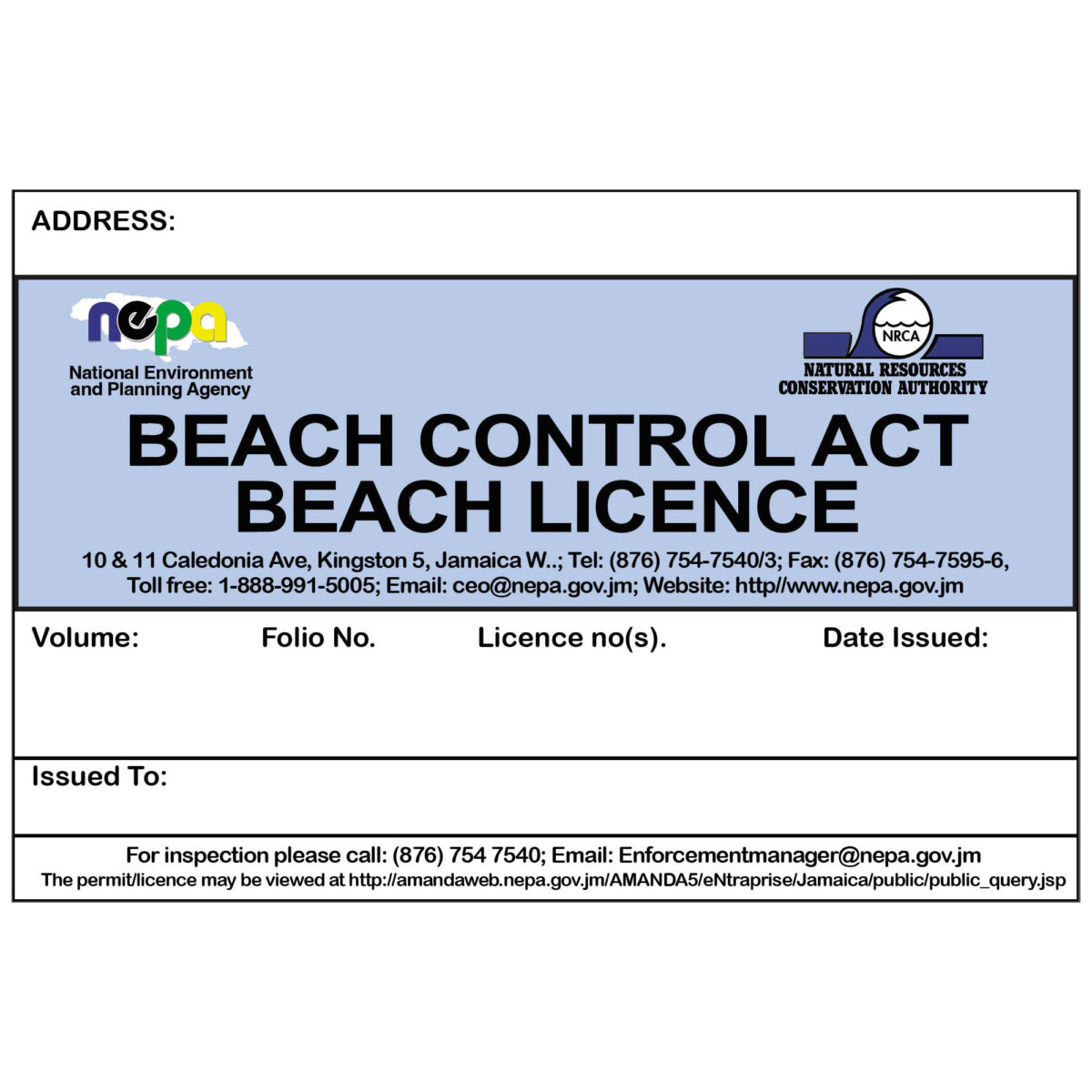 Beach Control Act Beach License - Wrap City Jamaica Limited